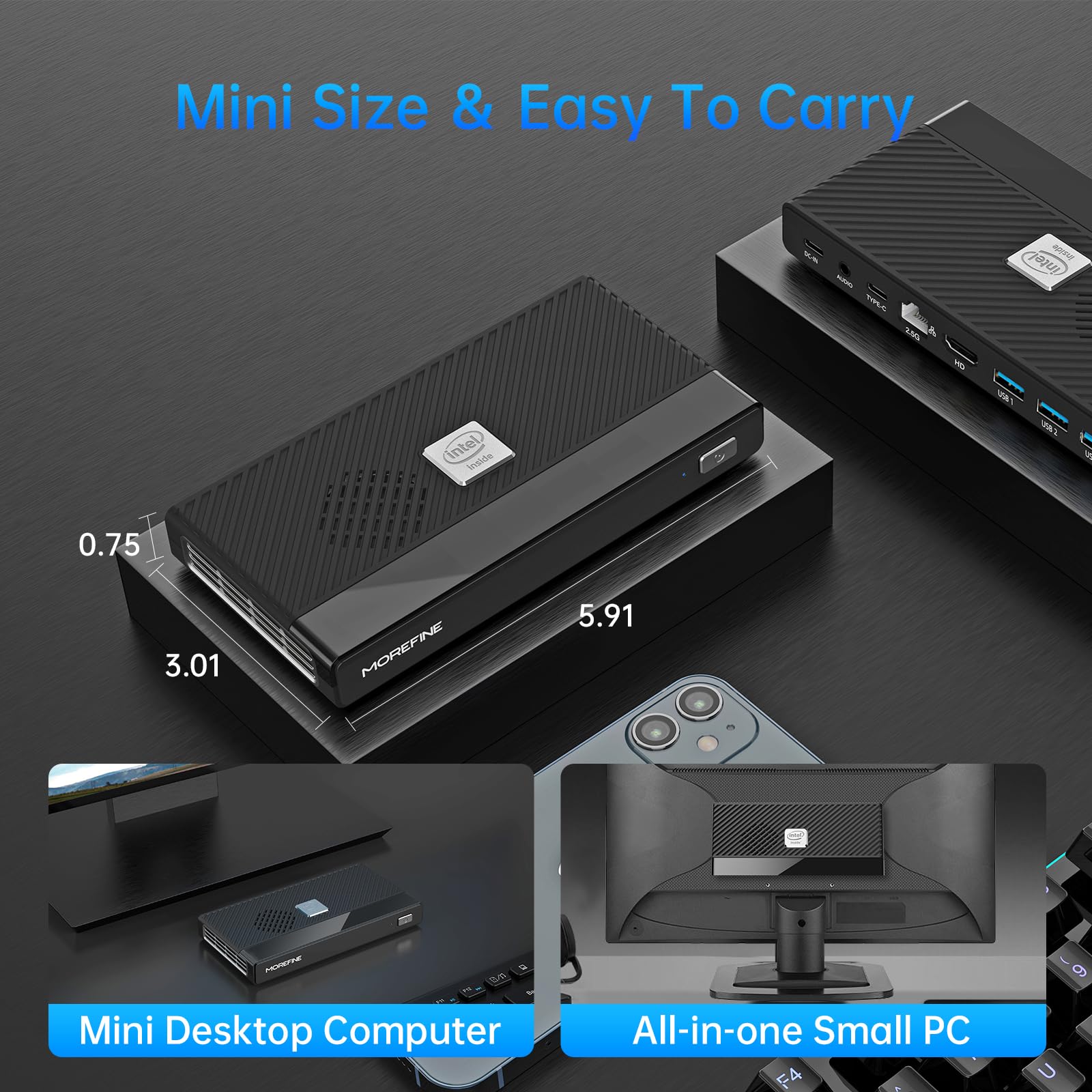 Mua MOREFINE M6 Mini PC, 12TH Gen AlderLake N200 Mini Desktop Computer ...