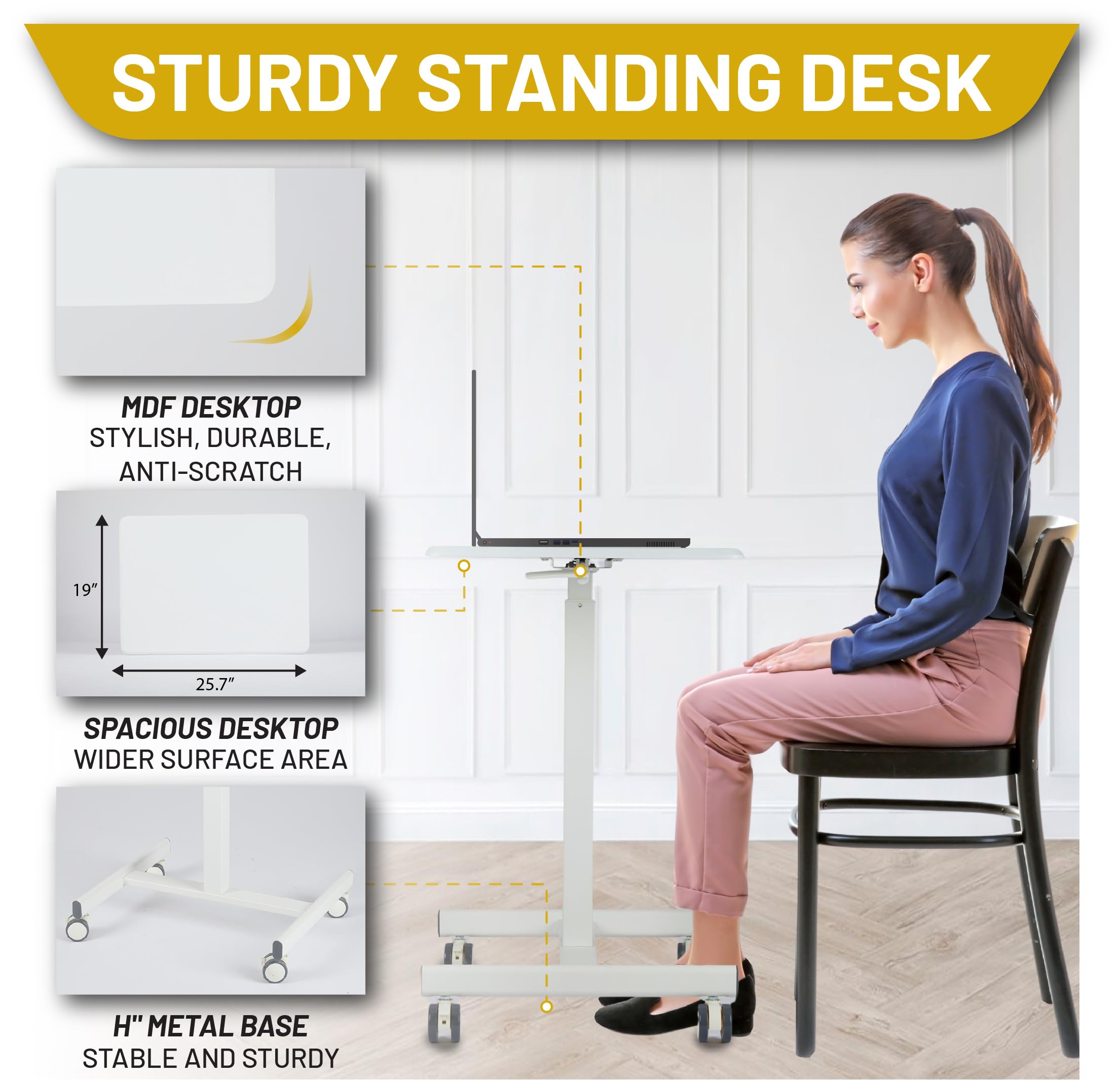 Mua Mobile Laptop Standing Desk- Overbed Table, Adjustable Height Desk ...