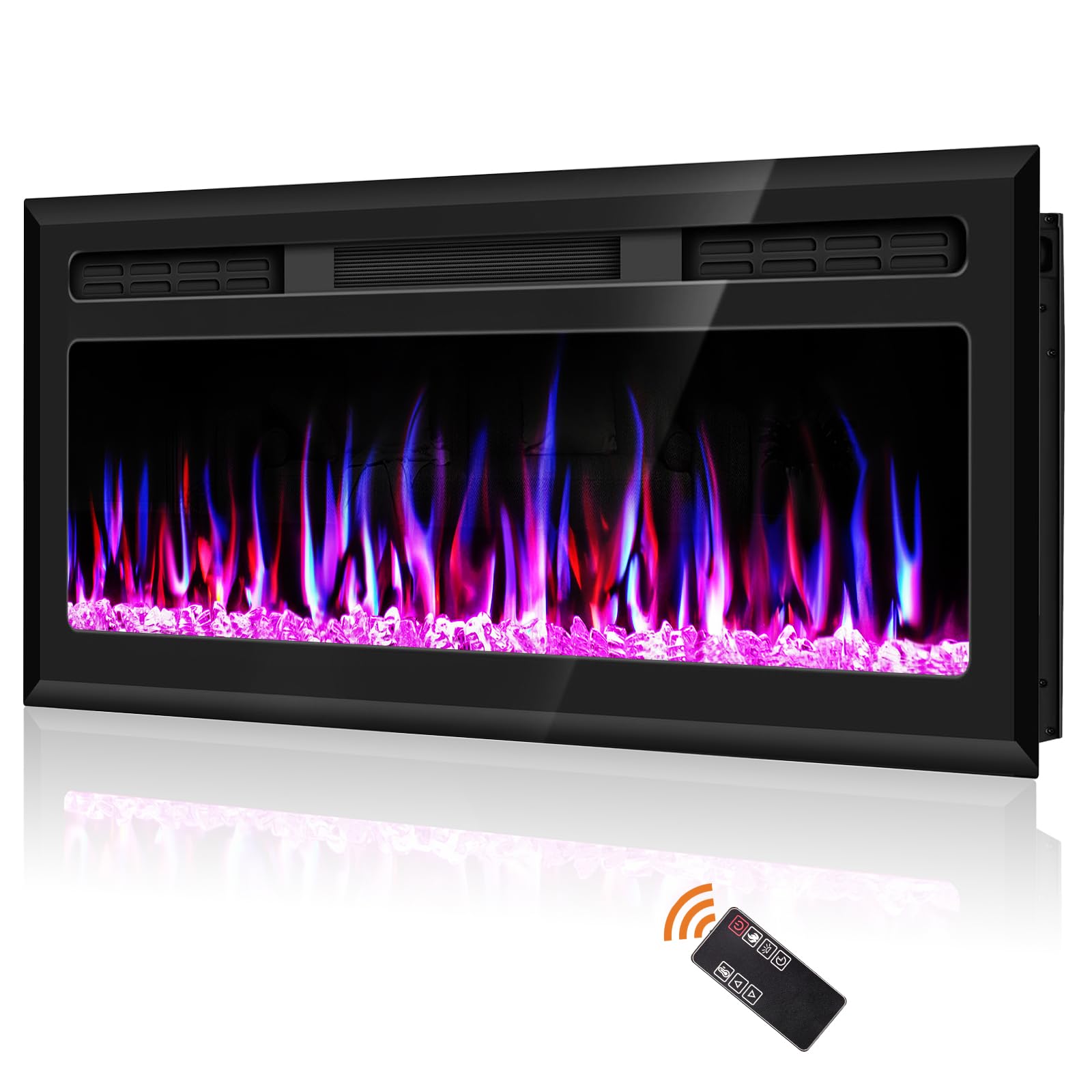 Hocookeper 50 inch Electric Fireplace, Wall Mounted and Recessed ...