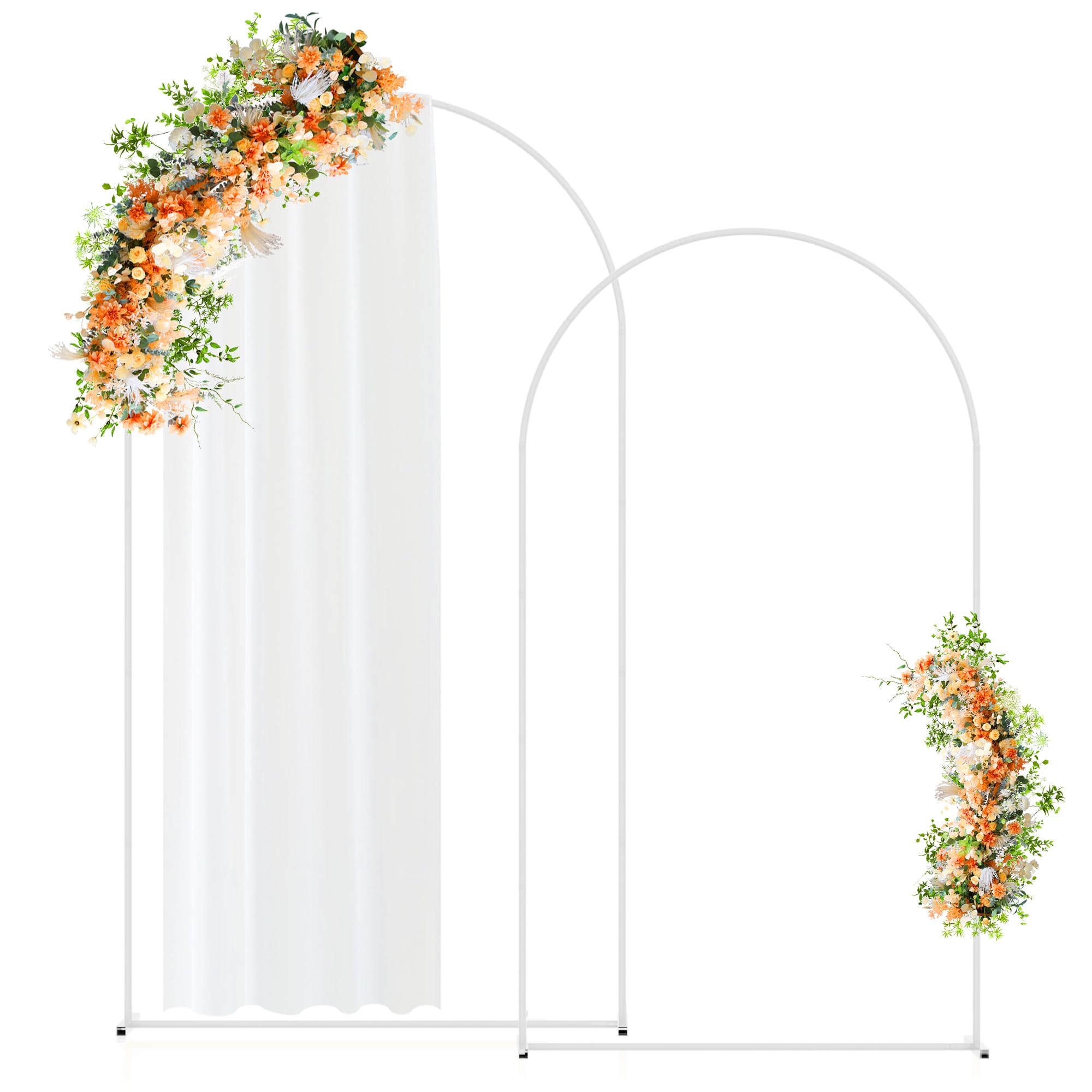 GATKITOM 7.2FT+6.6FT Metal Arch Backdrop Stand, White Wedding Arch ...