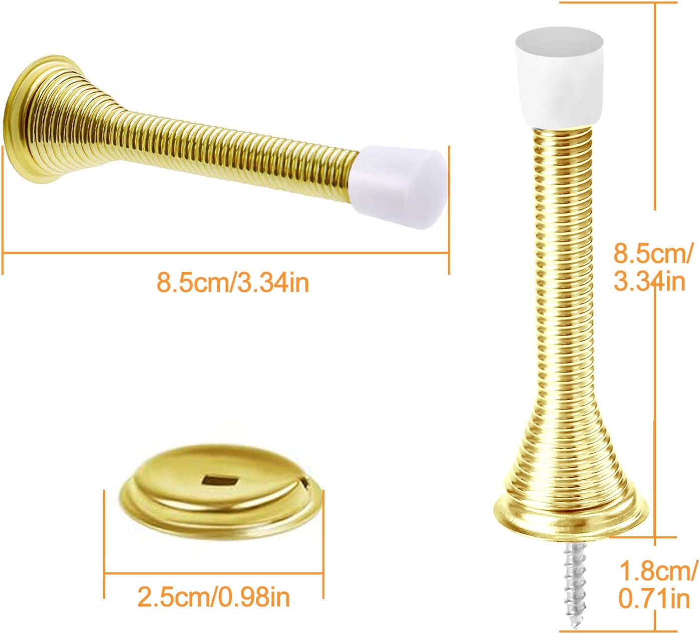 rongrong Spring Door Stop, 6 Pack Metal Door Stoppers Wall Mounted ...