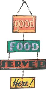 Amazon.com: Quality Time Good Food Served Here 4 Piece Rusted Tin Sign ...