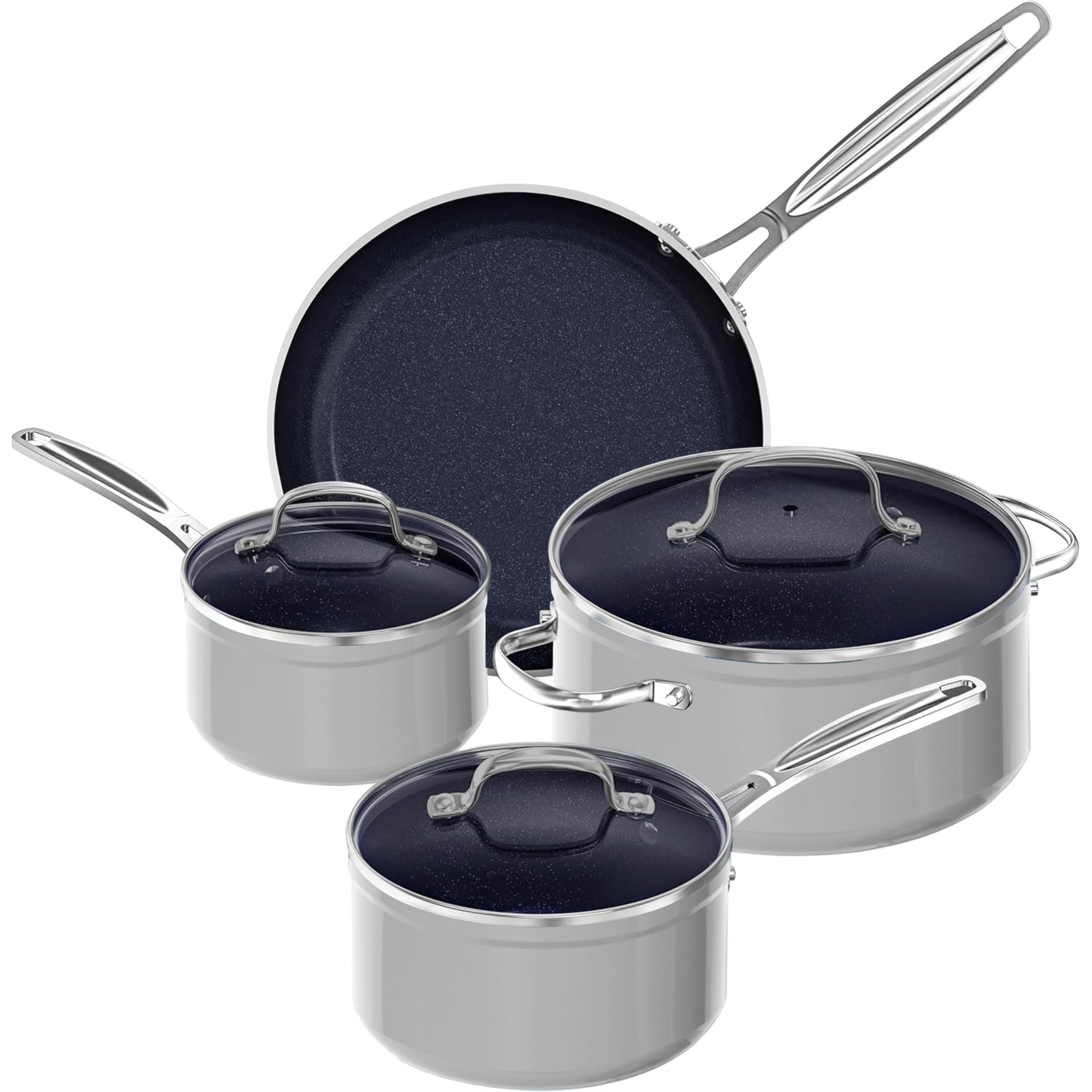 Nuwave 7pc Cookware Set Healthy Duralon Blue Ceramic Nonstick Coated ...