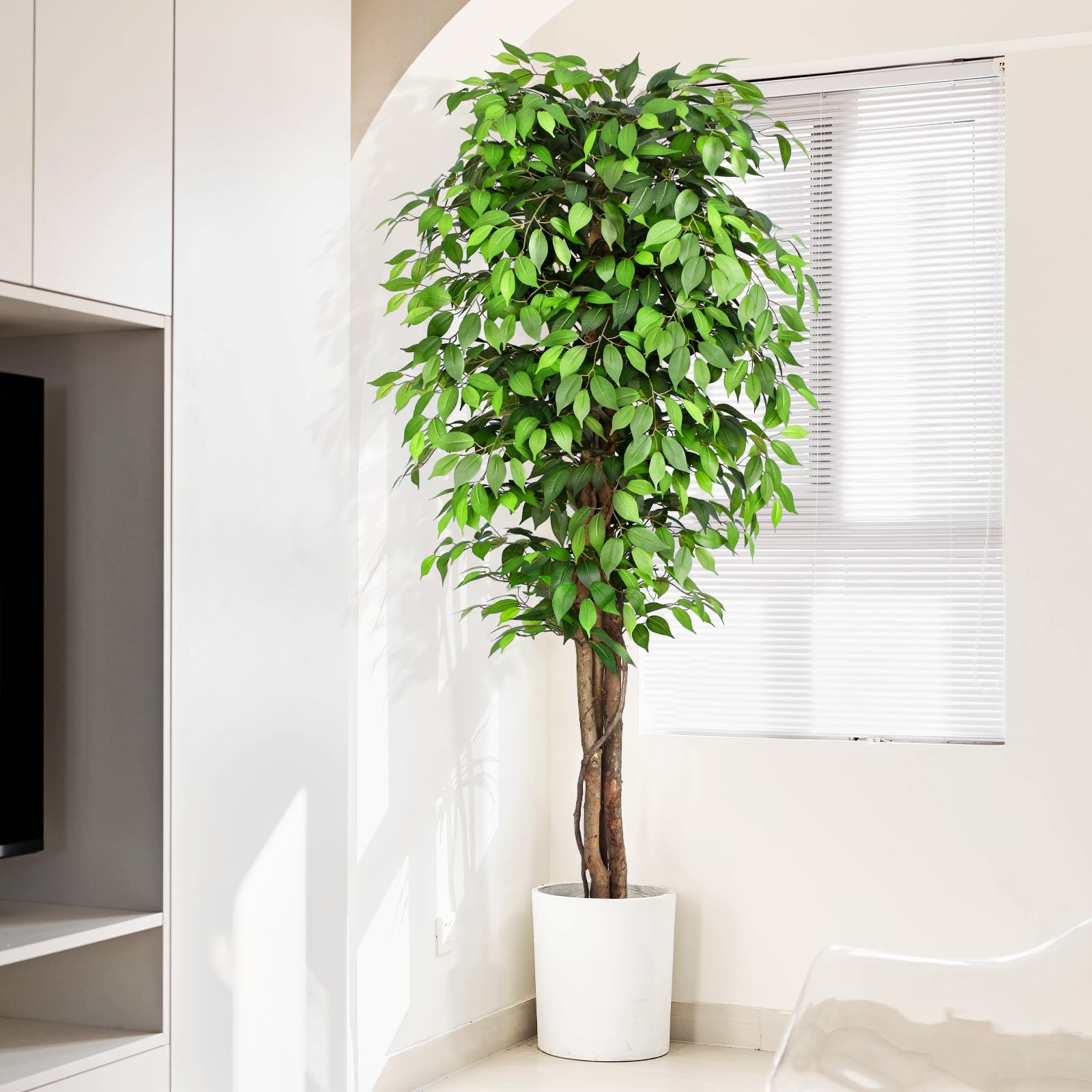 Keeplush 7ft Large Ficus Artificial Trees with Natural Curved Trunks ...