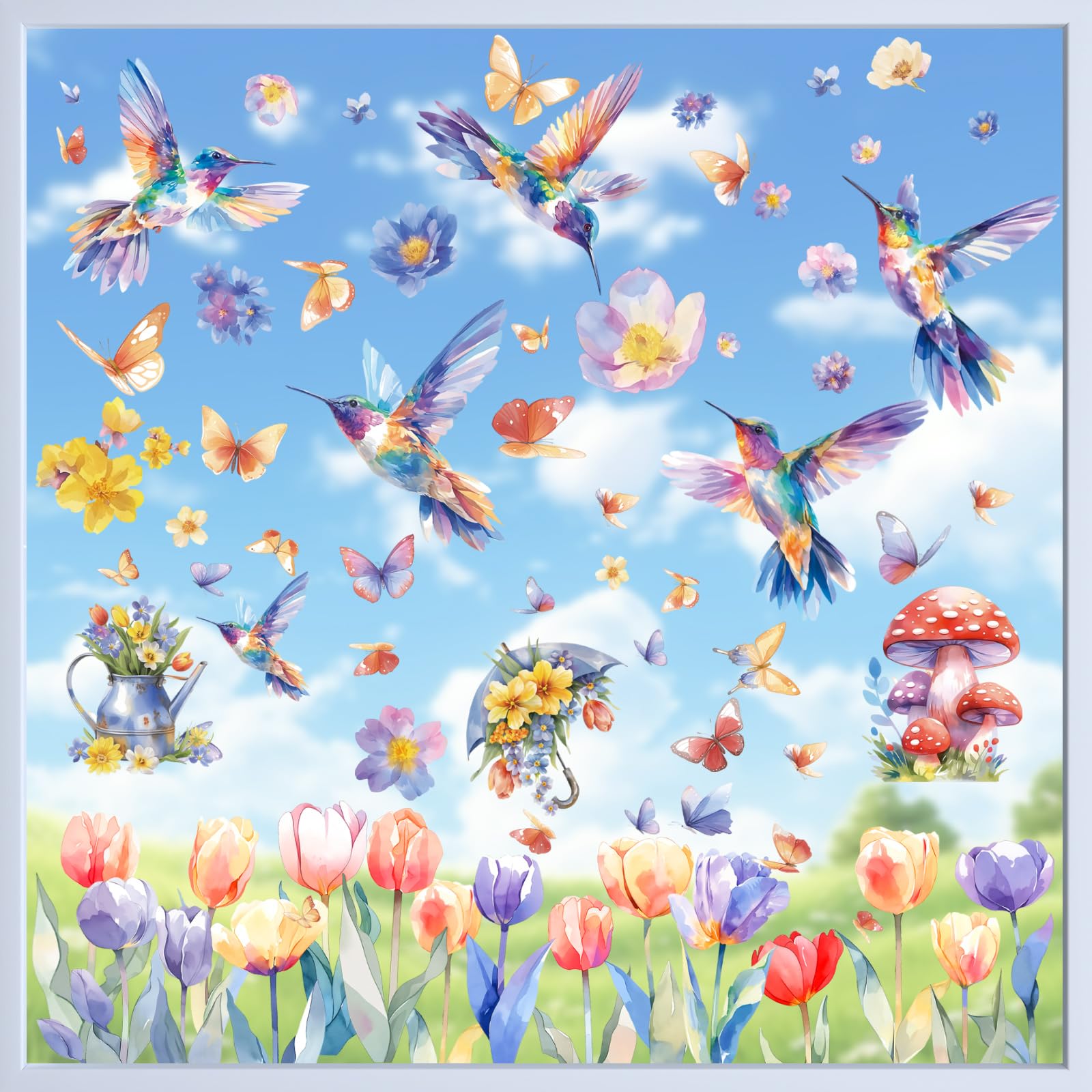 Hianjoo 116 PCS Spring Bird Window Clings, 9 Sheets Anti Collision ...