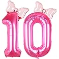 Amazon.com: Kwuz 40 Inch Pink Number 10 Balloon with Mini Bow Balloon ...