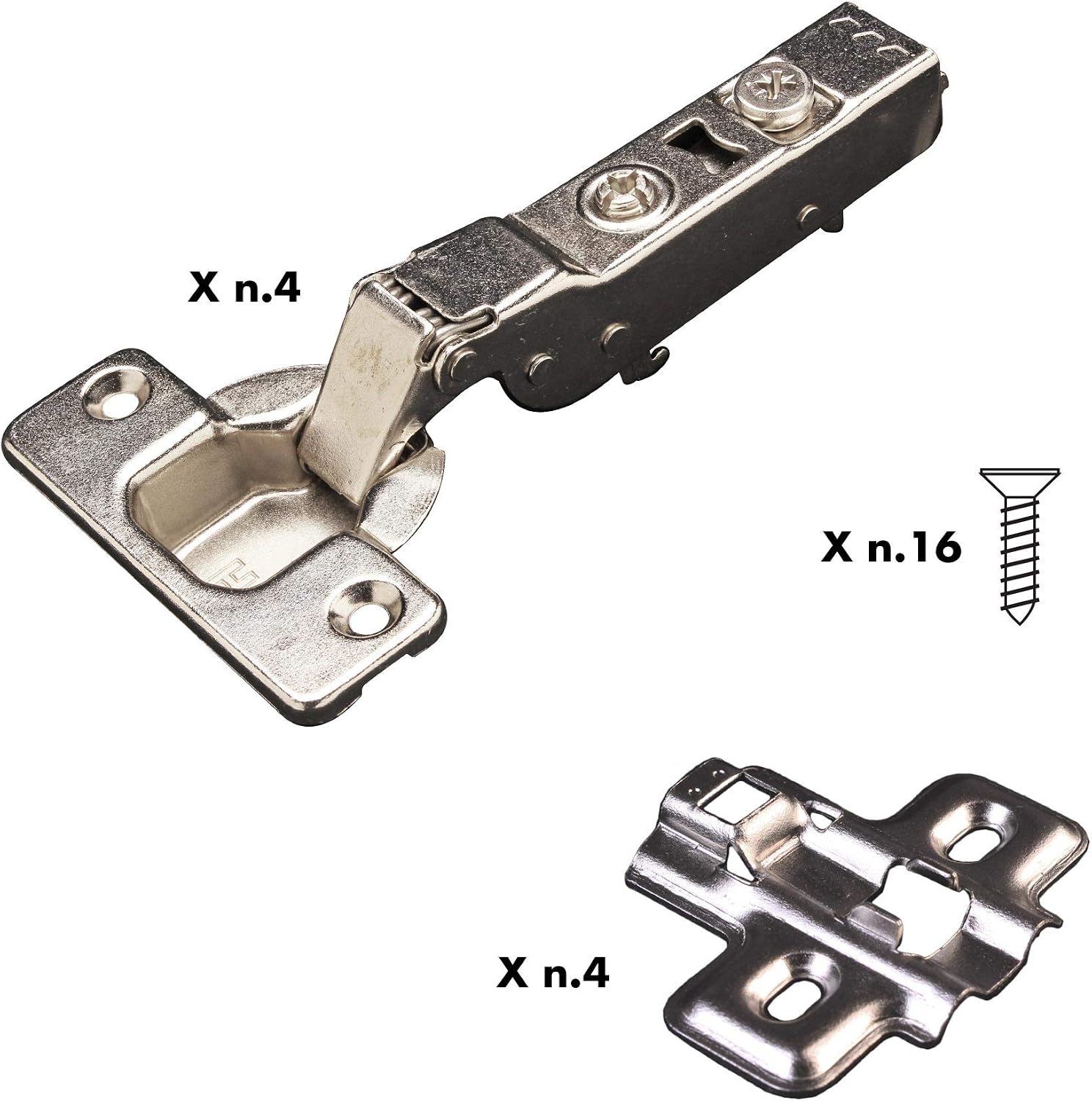 Kit 4 Hinges with Shock Absorber for Furniture with Wooden Doors – BigaMart