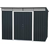 Deuba XL Metall Gerätehaus 4,2m³ mit Fundament 210x132x186cm Schiebetür ...