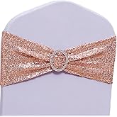Amazon.com: ANMINY Pack of 50 All Around Sequin Chair Sashes with Bows Stretchy Spandex ...