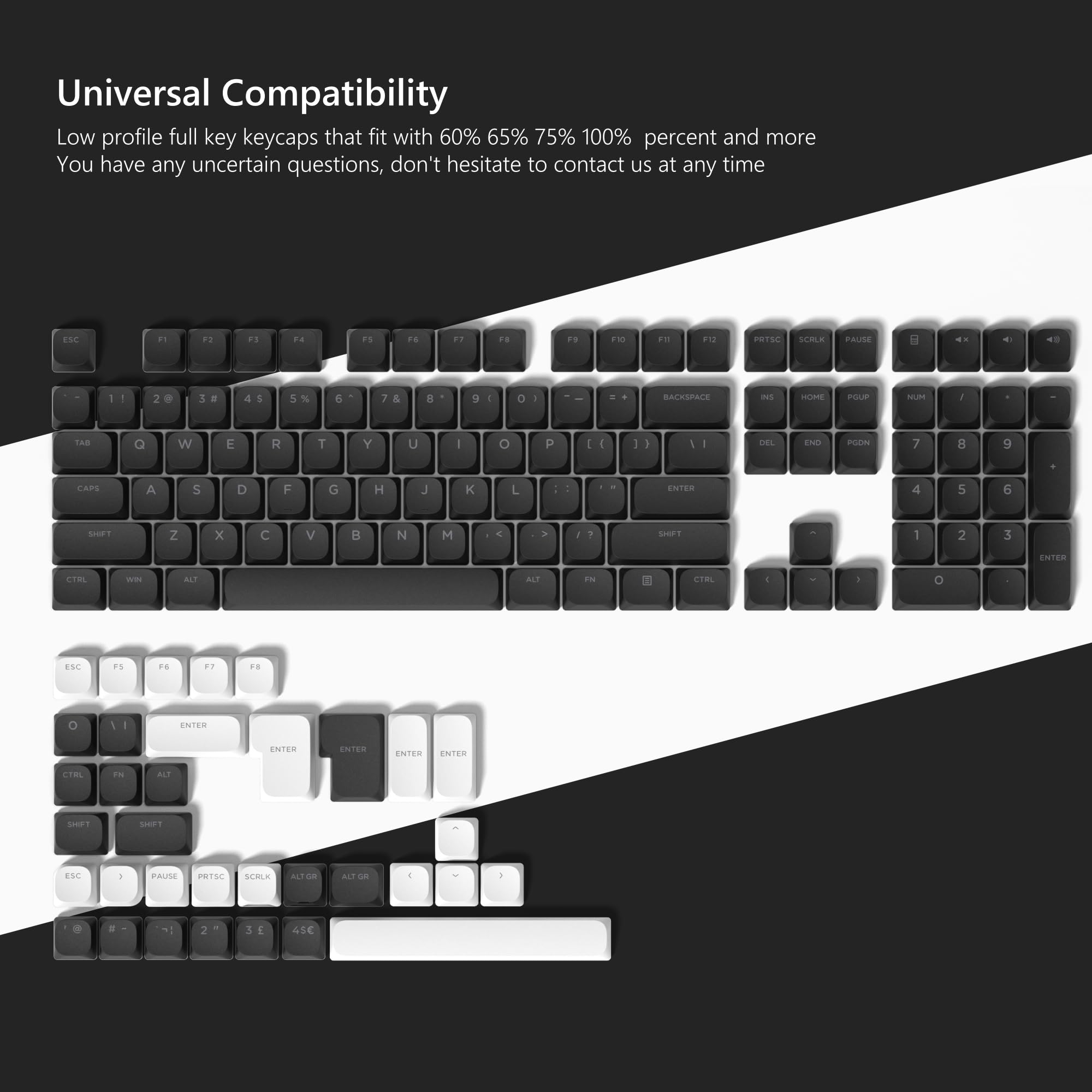 Mua Womier Low Profile Keycaps for Mechanical Keyboard, Black Shine ...