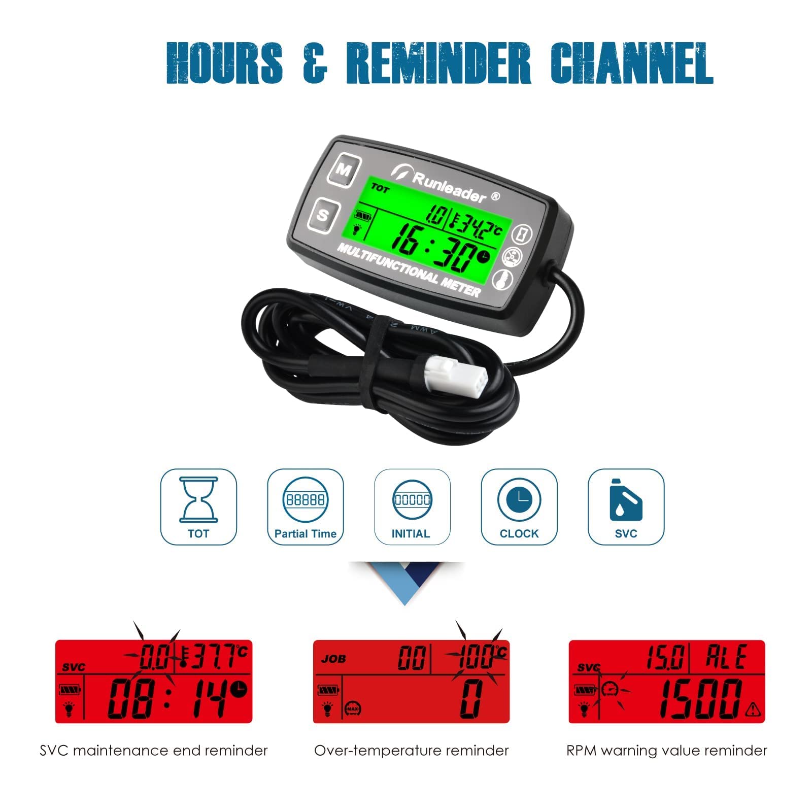 Mua Runleader Multifunction Tach Hour Meter,Engine Temperature Gauge ...