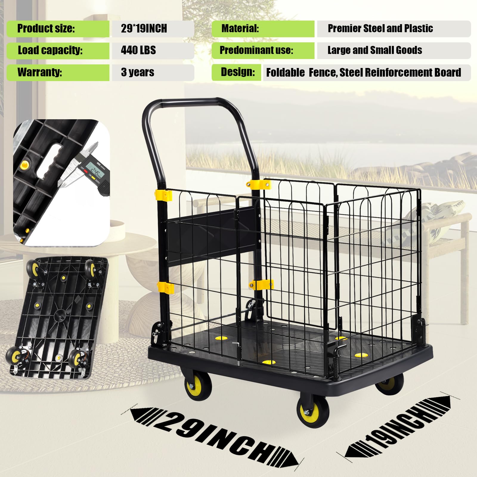 Mua Lomive Platform Truck Trolley with Cage,Heavy Duty Cart 440lbs ...