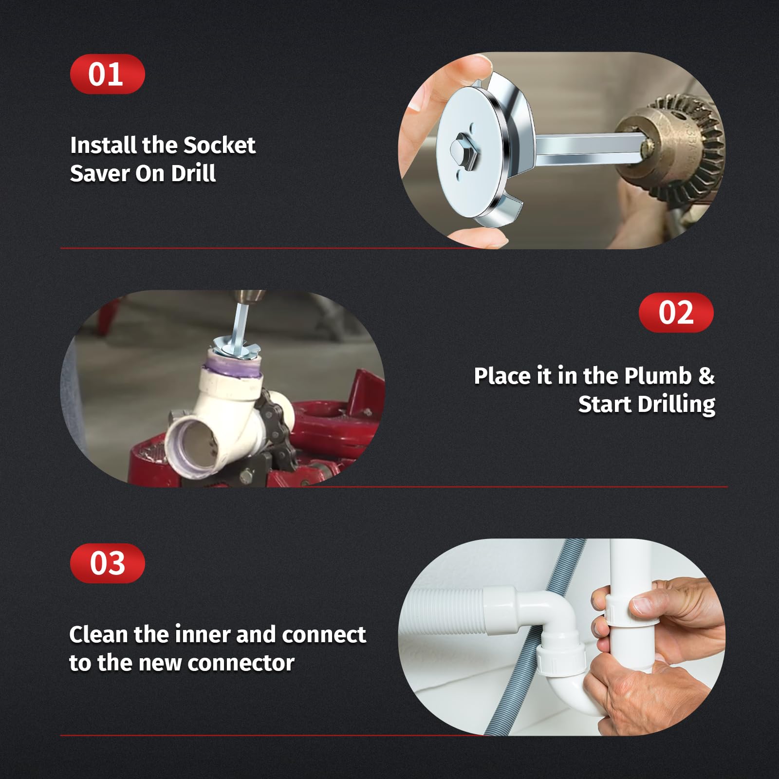 Mua 7 Pcs PVC Fitting Socket Saver Set with 1/2 Inch, 3/4 Inch, 1 Inch, 1-1/2 Inch, 2 Inch, 3 ...