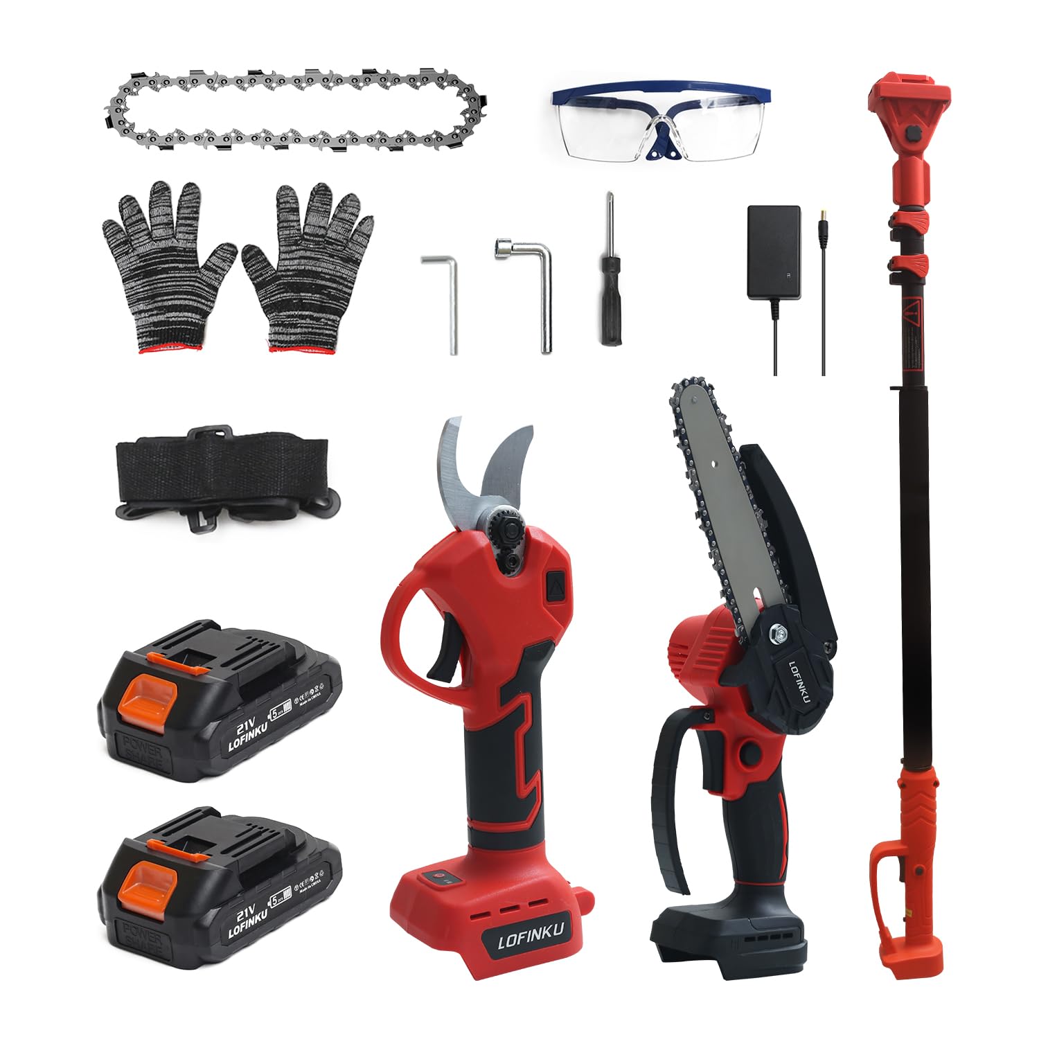 Electric Pruner Kit, 3 in 1, Max 8 ft, 2 Pcs Batteries, 6 inches ...