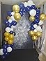 Soonlyn Navy Blue Gold Balloon Garland 130 Pcs 12 Inch Confetti Balloons Matte White Latex ...