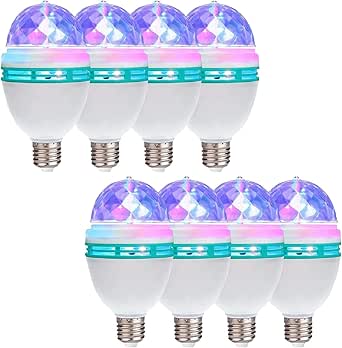 8 Pcs Color Rotating Light Bulb E26/E27 Disco Light Bulb Colorful ...
