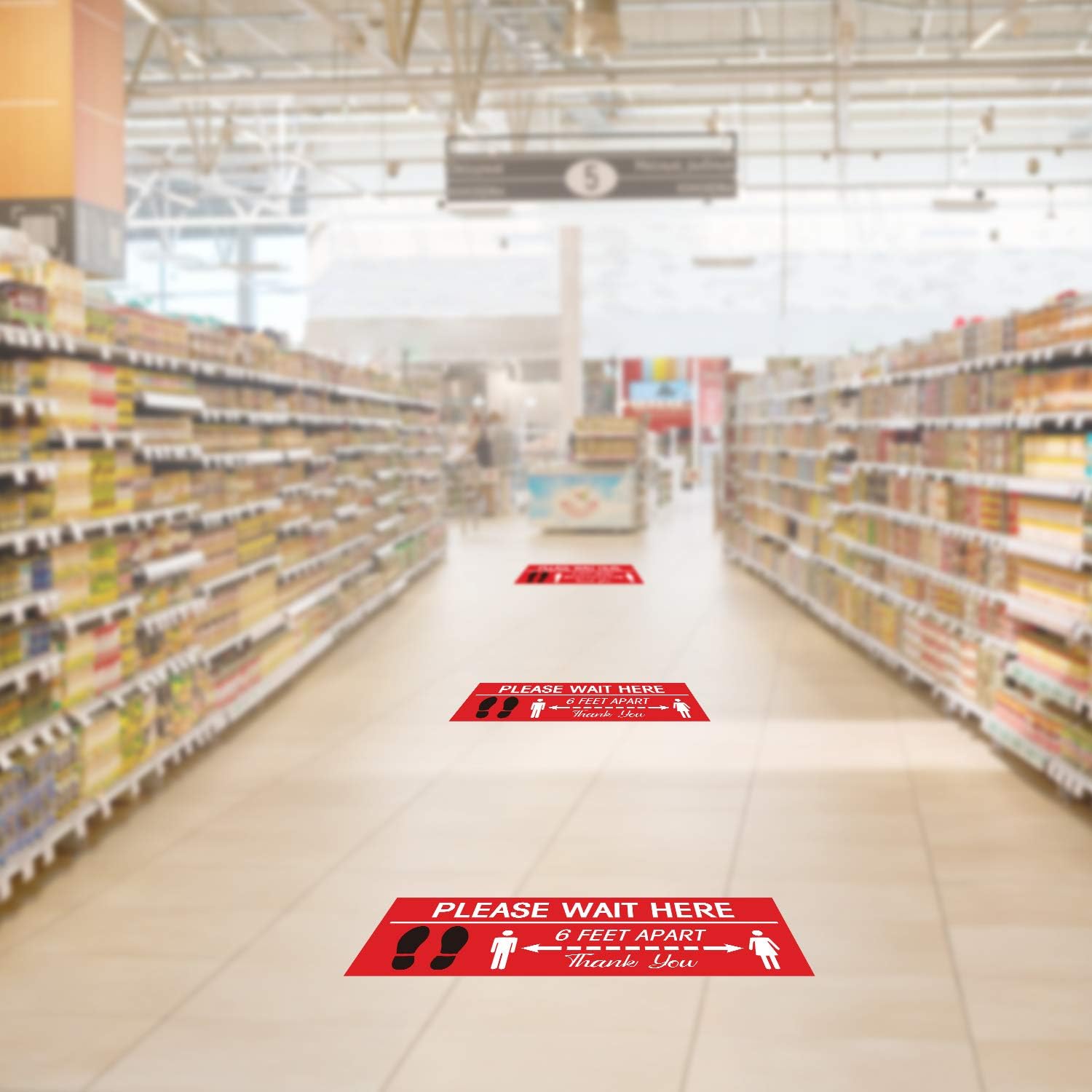15 Pieces Rectangle Social Distance Floor Decals, Safety Floor Sign ...