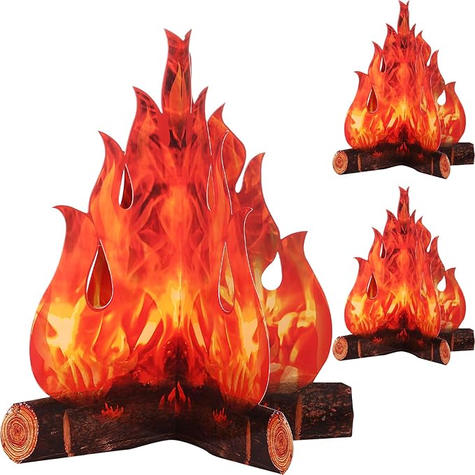 3D Decorative Cardboard Campfire Centerpiece Artificial Fire Fake Flame ...