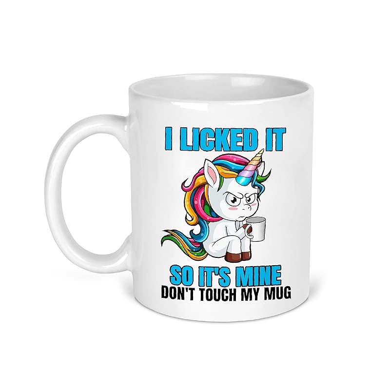 Funny Don’t Touch My Mug Angry Unicorn Mug (All white): Amazon.co.uk ...