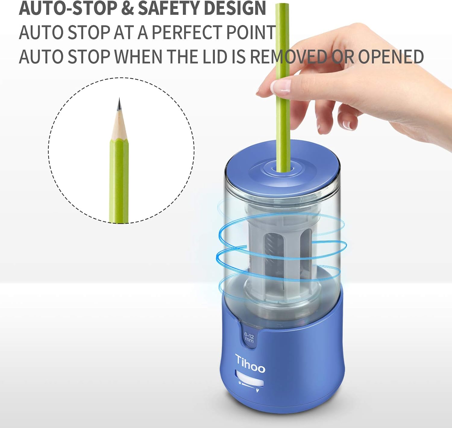 Tihoo Electric Pencil Sharpener for Kids, Portable Electric Sharpener ...