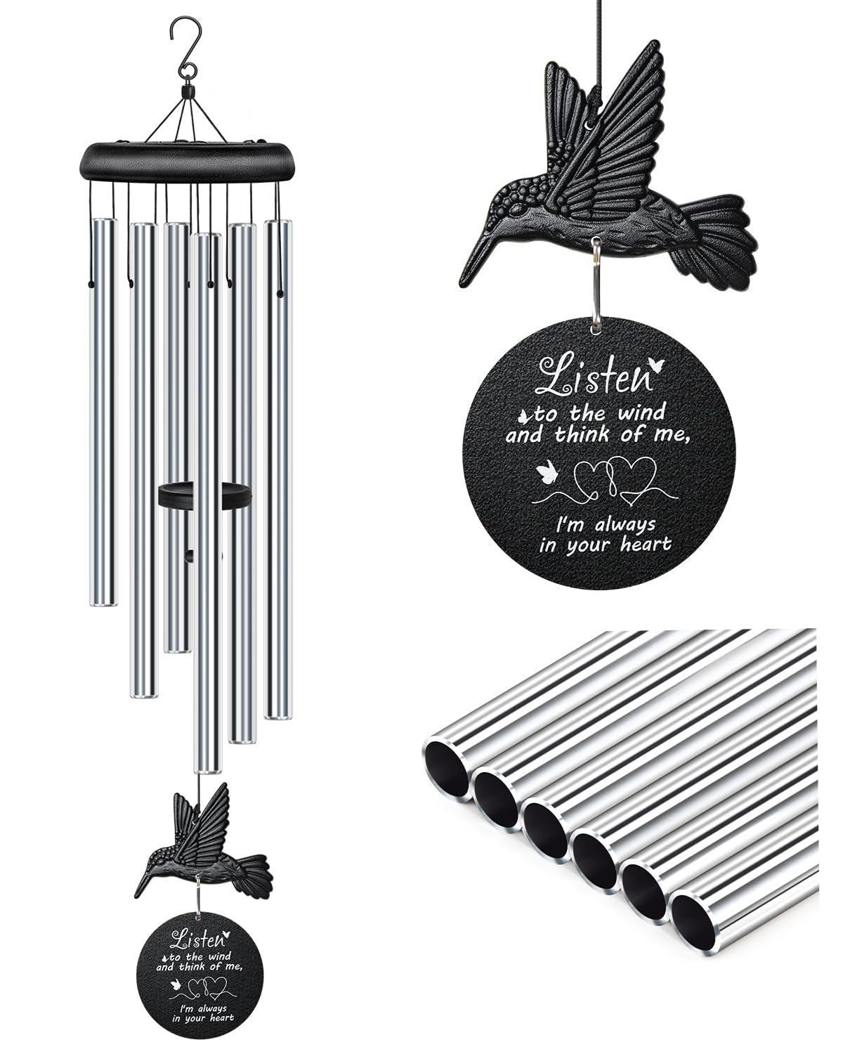 Sympathy Wind Chimes for Outside Deep Tone, Memorial for Loss of Loved ...