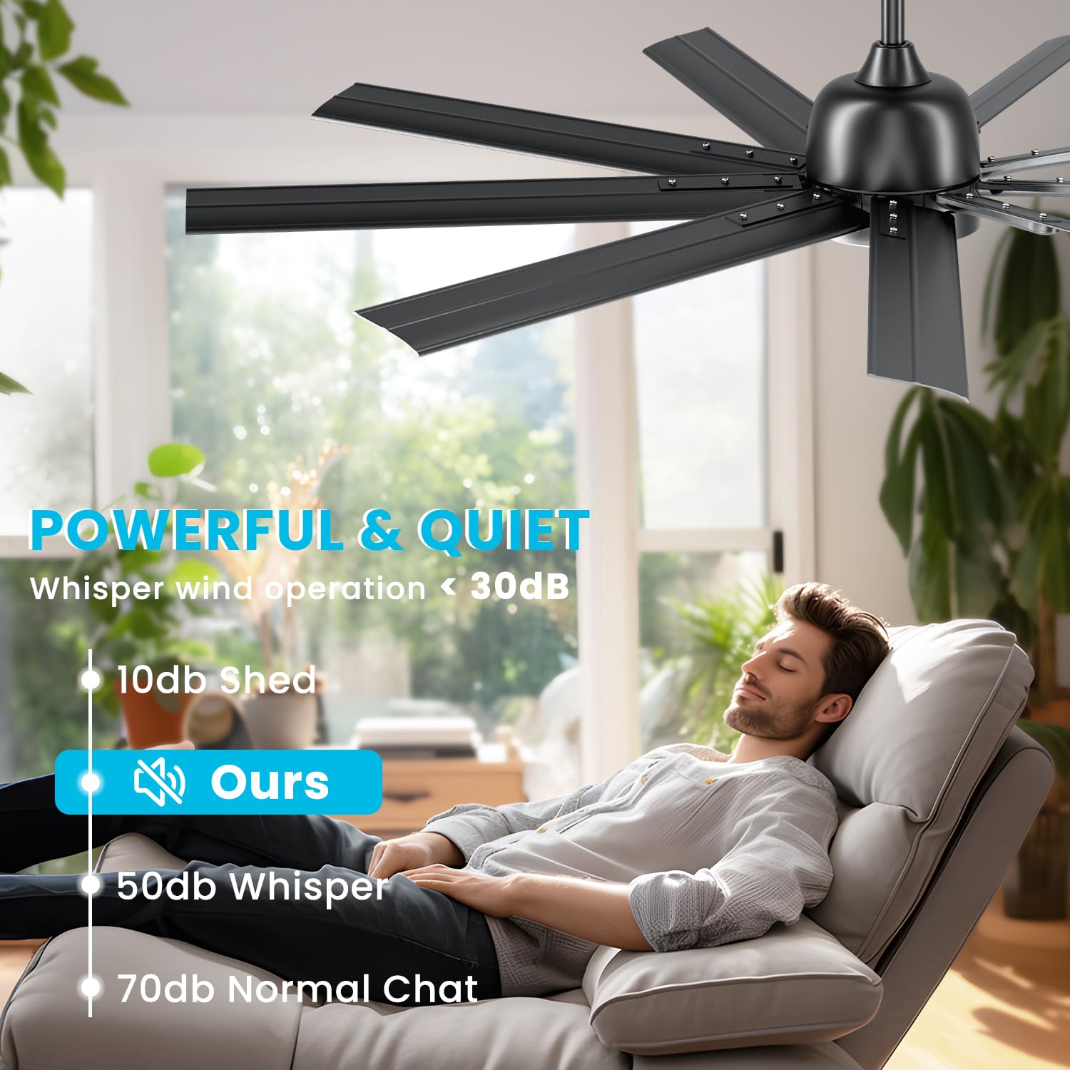 Mua CJOY 72 inch Ceiling Fan with Light, Modern Black Ceiling Fans ...