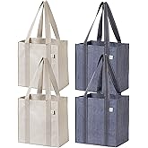 Amazon.com - VENO 4 Pack Reusable Grocery Bags and Shopping Bags with Handles and Hard Bottom ...
