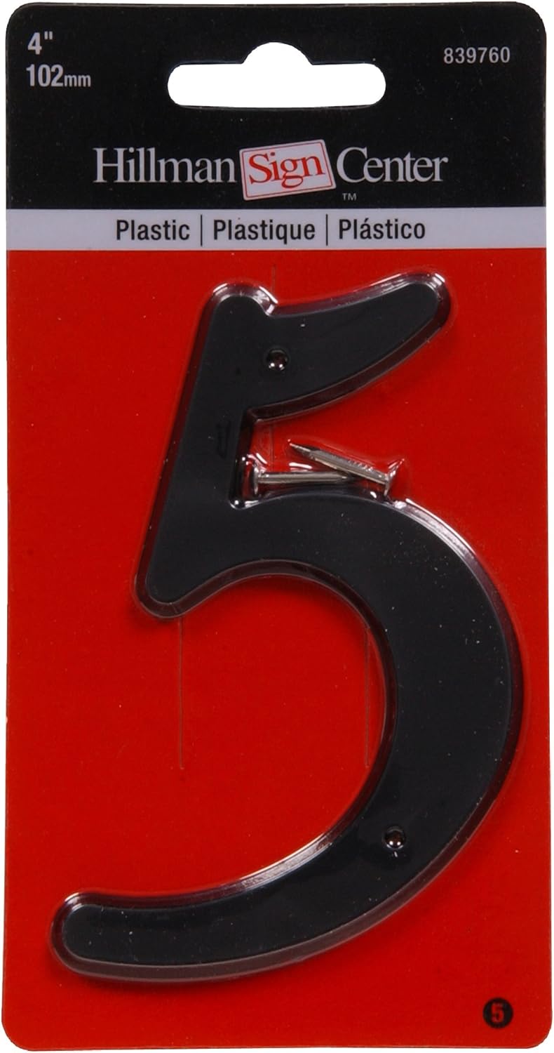 Hillman 839760 4" Plastic House Number 5, Black, 10 Piece - - Amazon.com