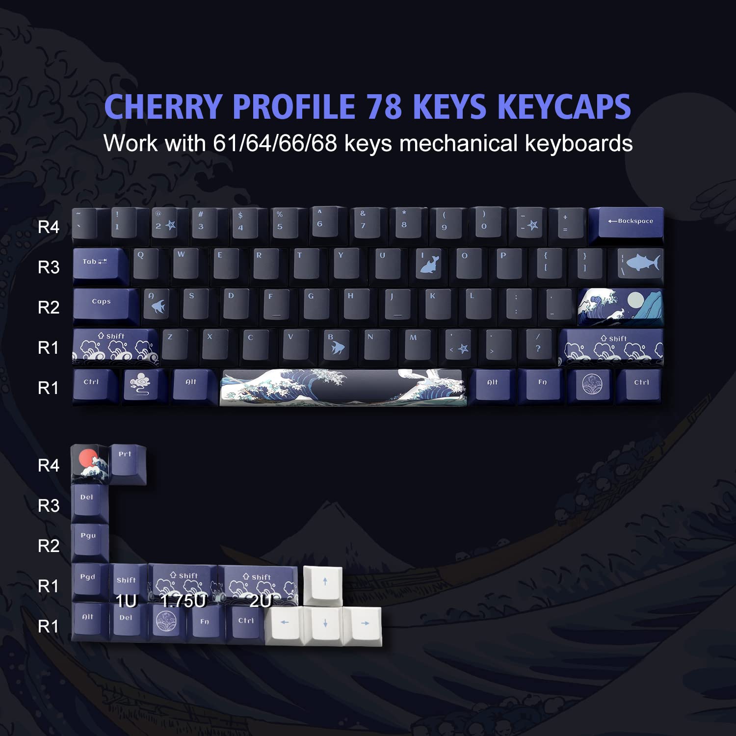 Mua XVX PBT Keycaps 60 Percent, Great Wave Off Kanagawa Japanese ...