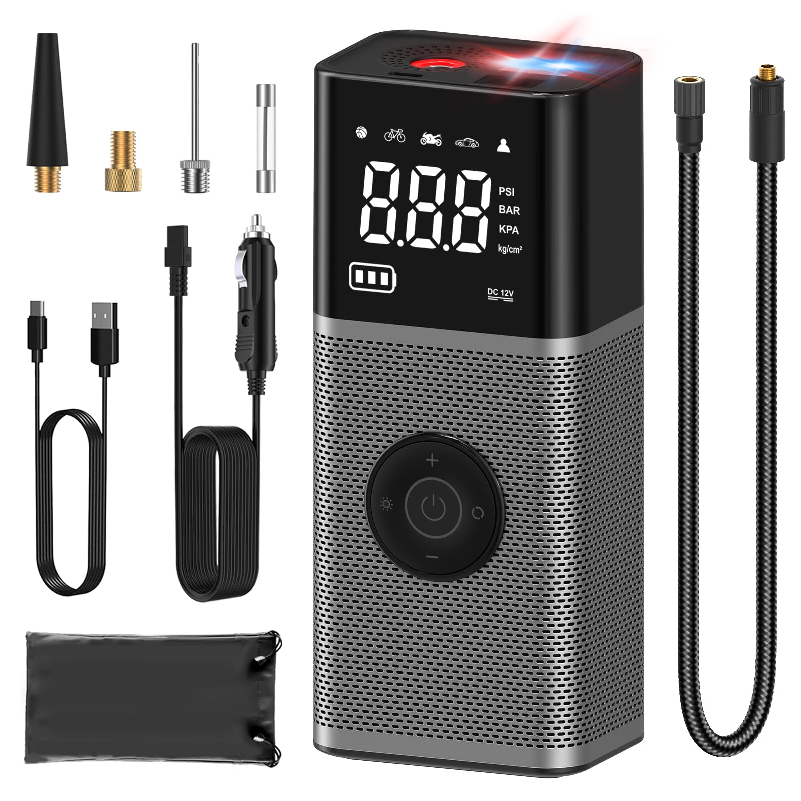 Tire Inflator Portable Air Compressor with Digital Pressure Gauge ...