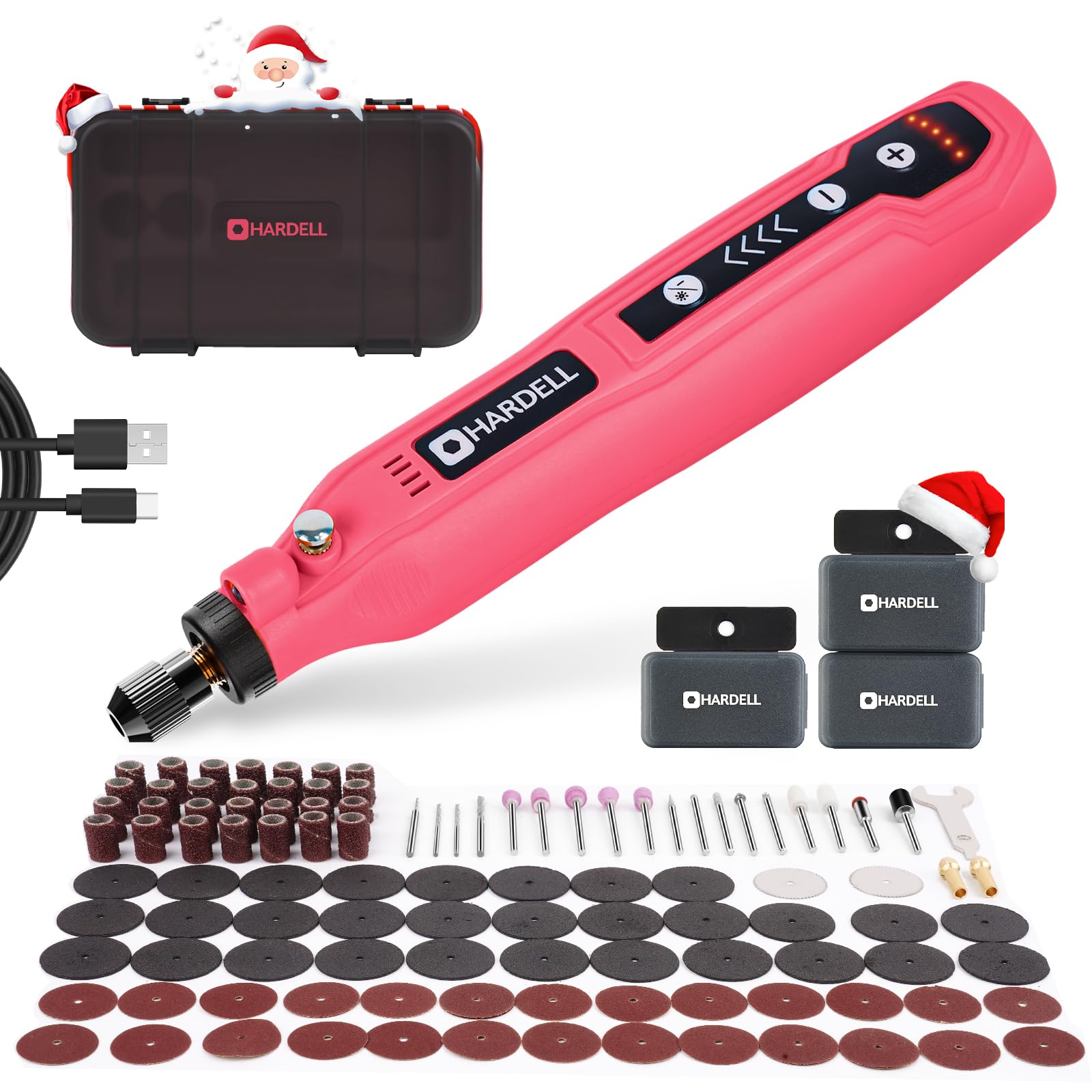 HARDELL Mini Cordless Rotary Tool, 5-Speed 3.7V Power Rotary Tool Kit ...