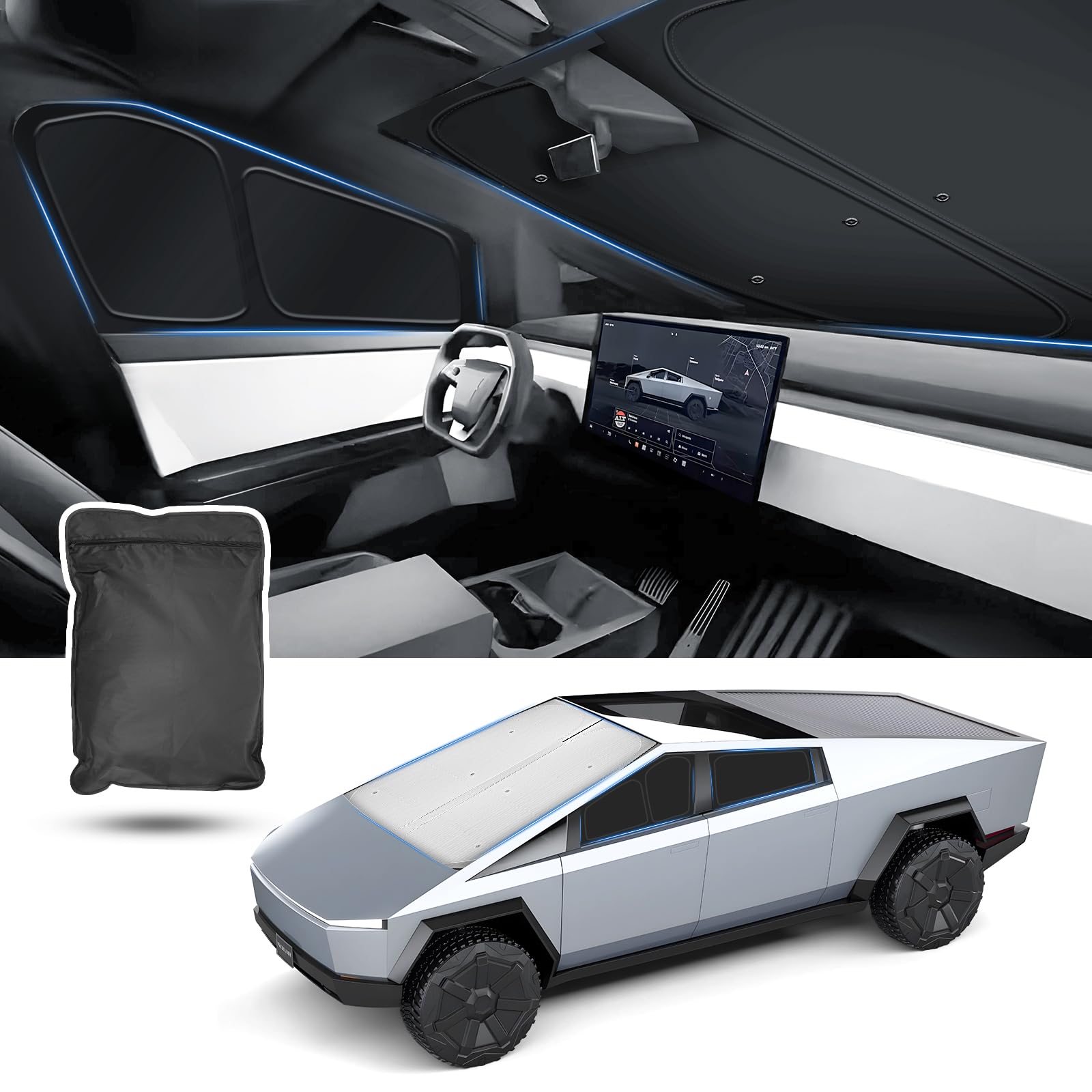 Tesla Cybertruck Window Privacy Sunshade,2 in1 Ice Crystal Car ...