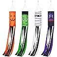 Amazon.com : AnyDesign 4Pcs Halloween Windsocks Flag 39 Inch Cartoon ...