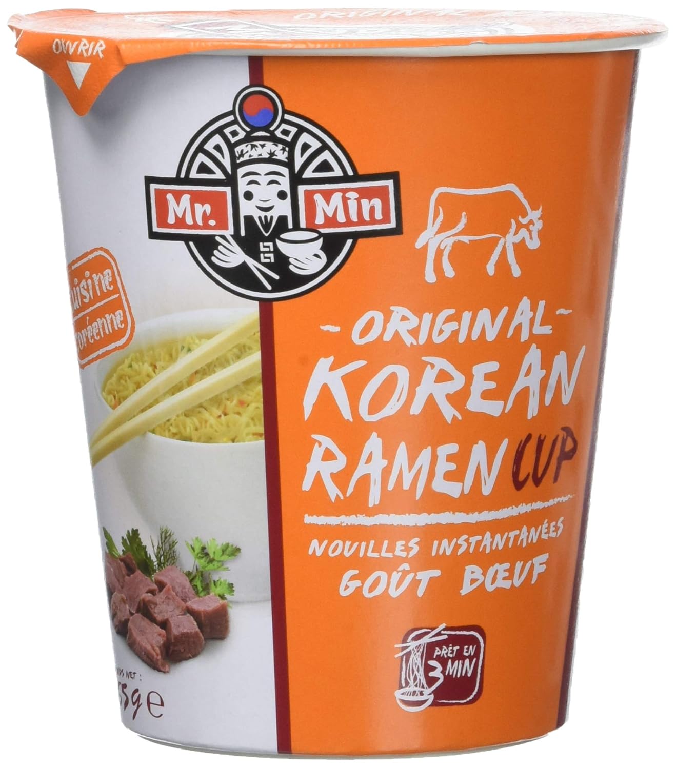 Mr Min Ramen Coréen Cup Bœuf 65 g Pack de 24: Amazon.fr: Epicerie