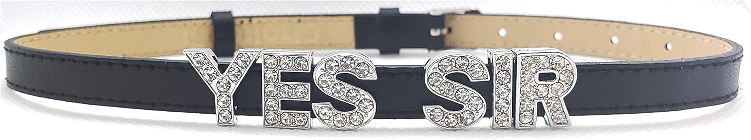 Amazon.com: Leather Yes Sir Collar for Women - Cute Sexy Submissive ...