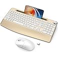 GAMCATZ Ergonomic Wireless Keyboard and Mouse, Full Size Wireless ...