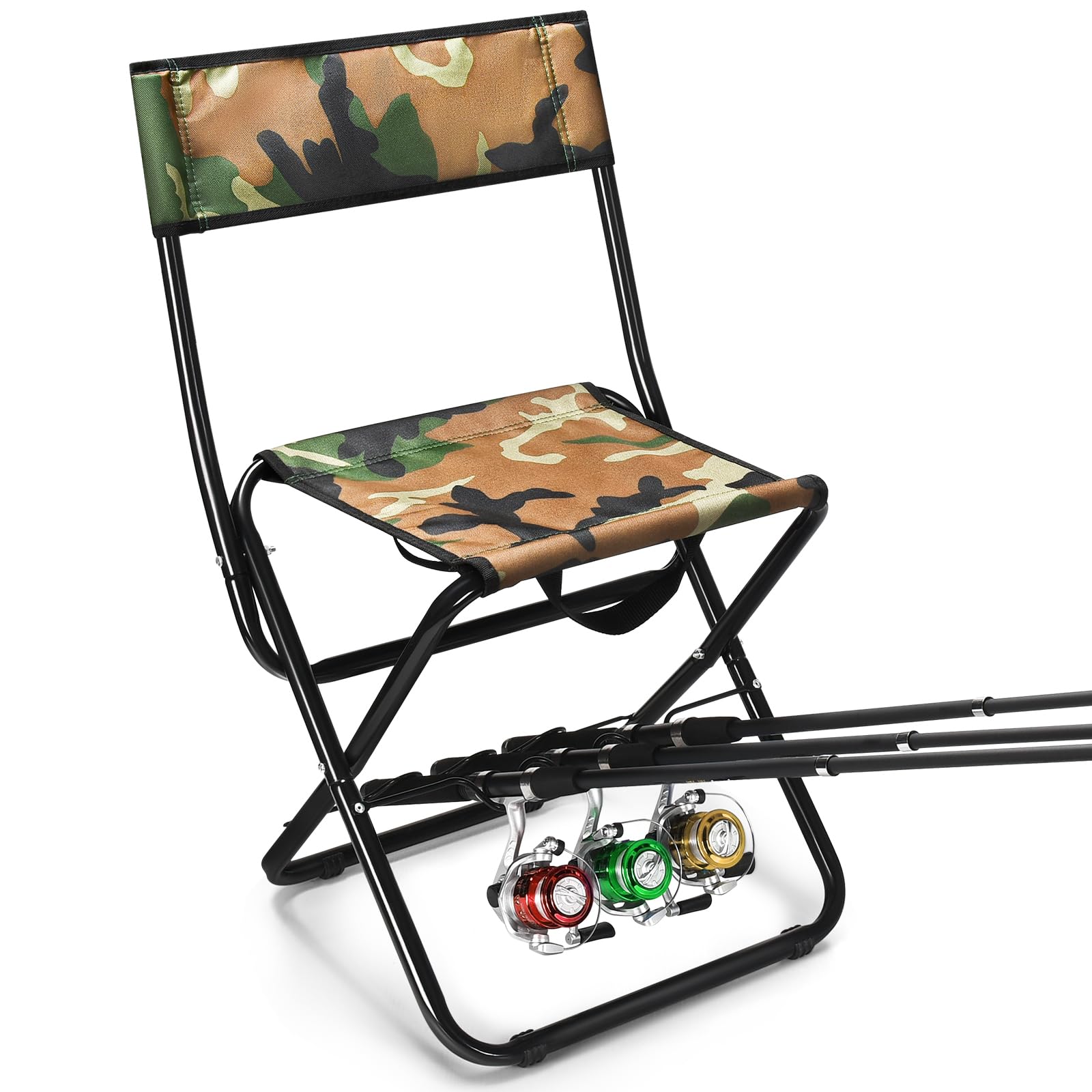 GADFISH Portable Fishing Chair with Rod Holder, Fishing Stool Outdoor ...