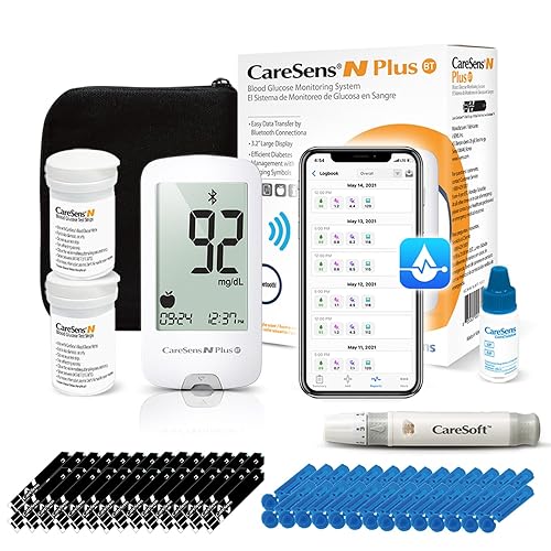 CareSens N Plus Bluetooth Blood Glucose Monitor Kit - 100 Test Strips ...