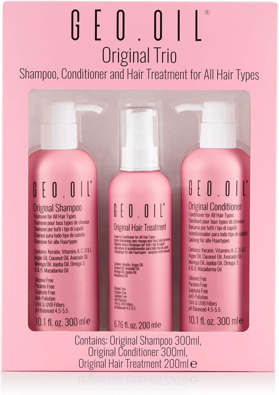 GEO OIL Original Trio Gift Set – Contains 1 x Original Shampoo 300ml, 1 ...