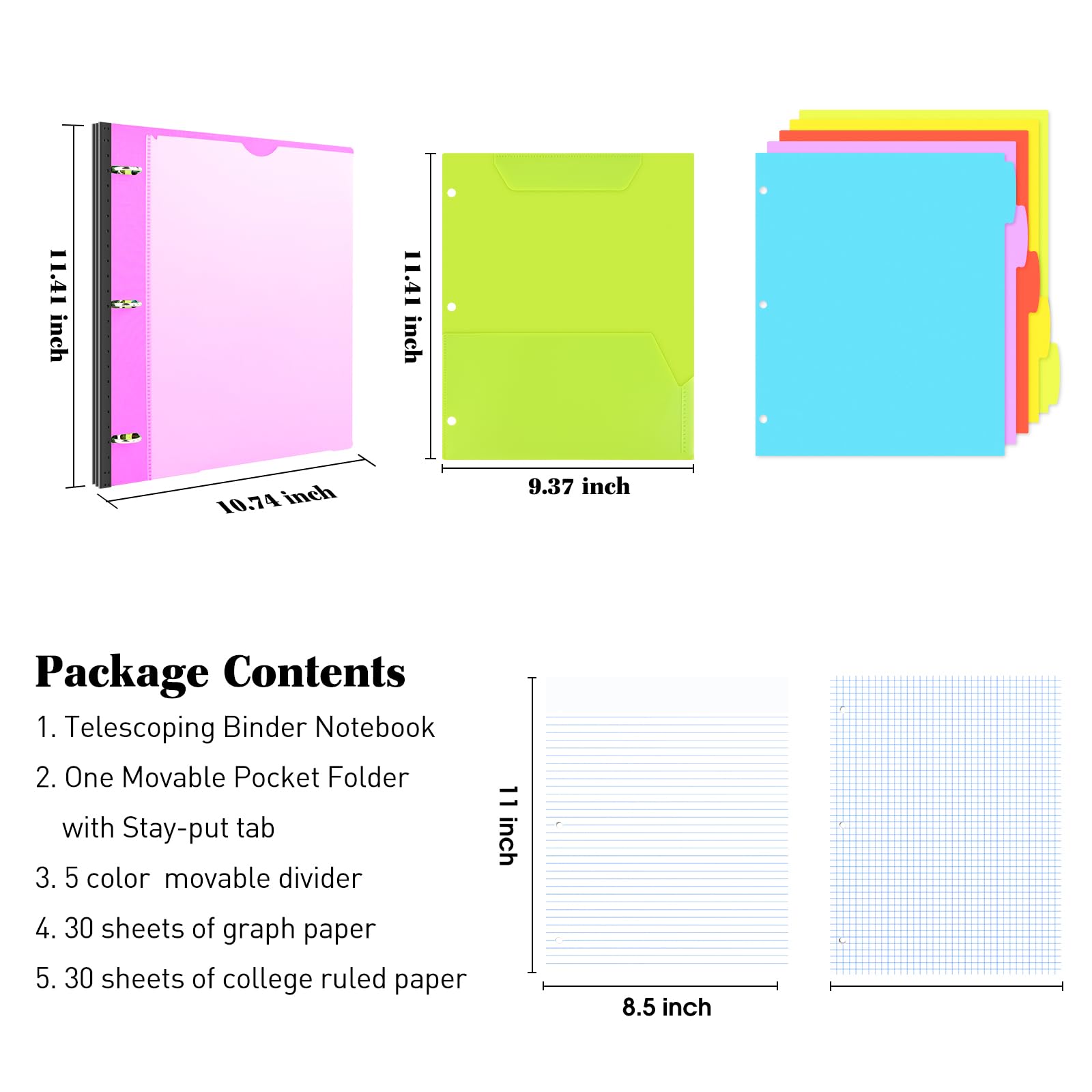 Mua INFUN All-in-one Telescoping Binder Notebook, Refillable 3 Ring ...