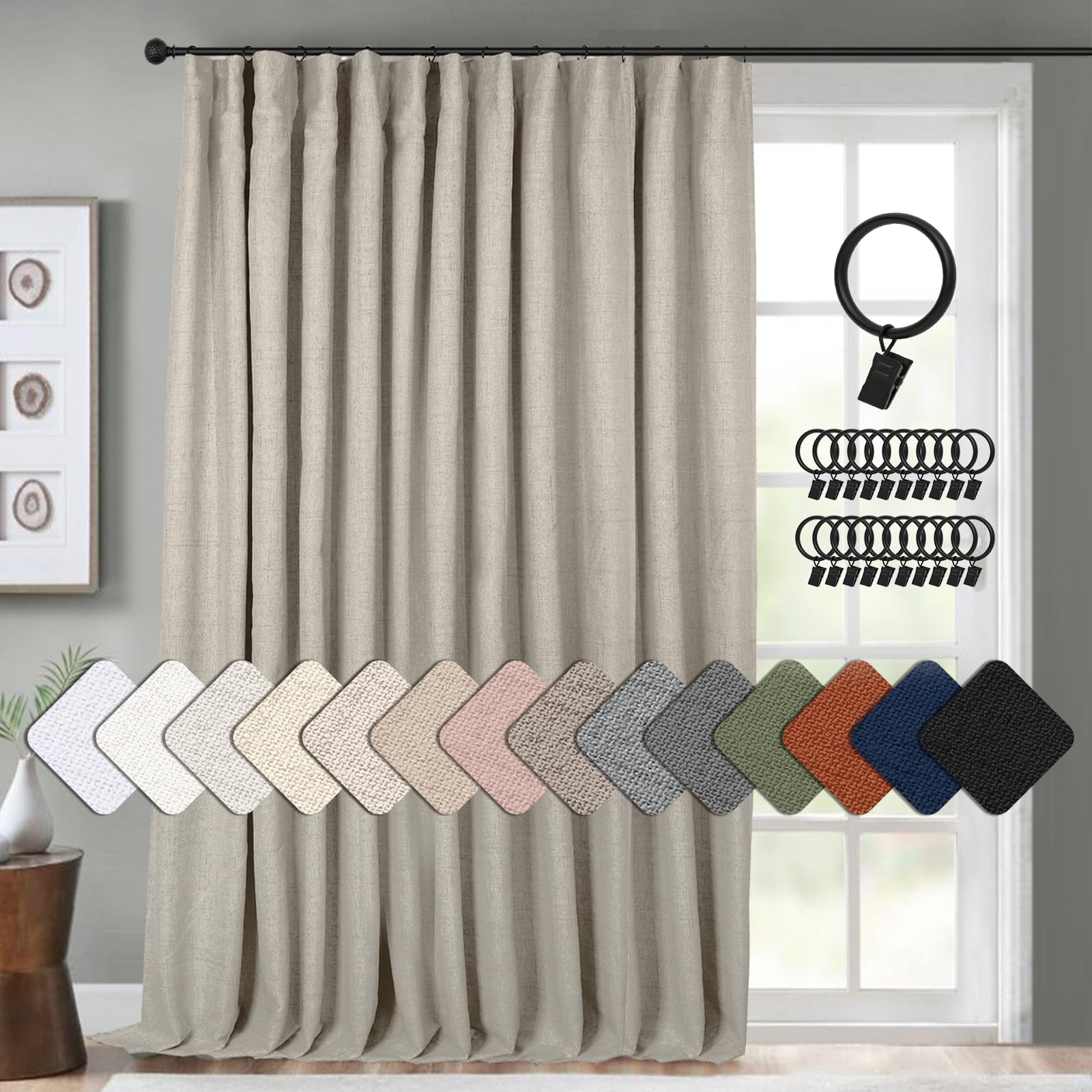 INOVADAY Thermal Sliding Door Curtains 100% Blackout Curtains for ...