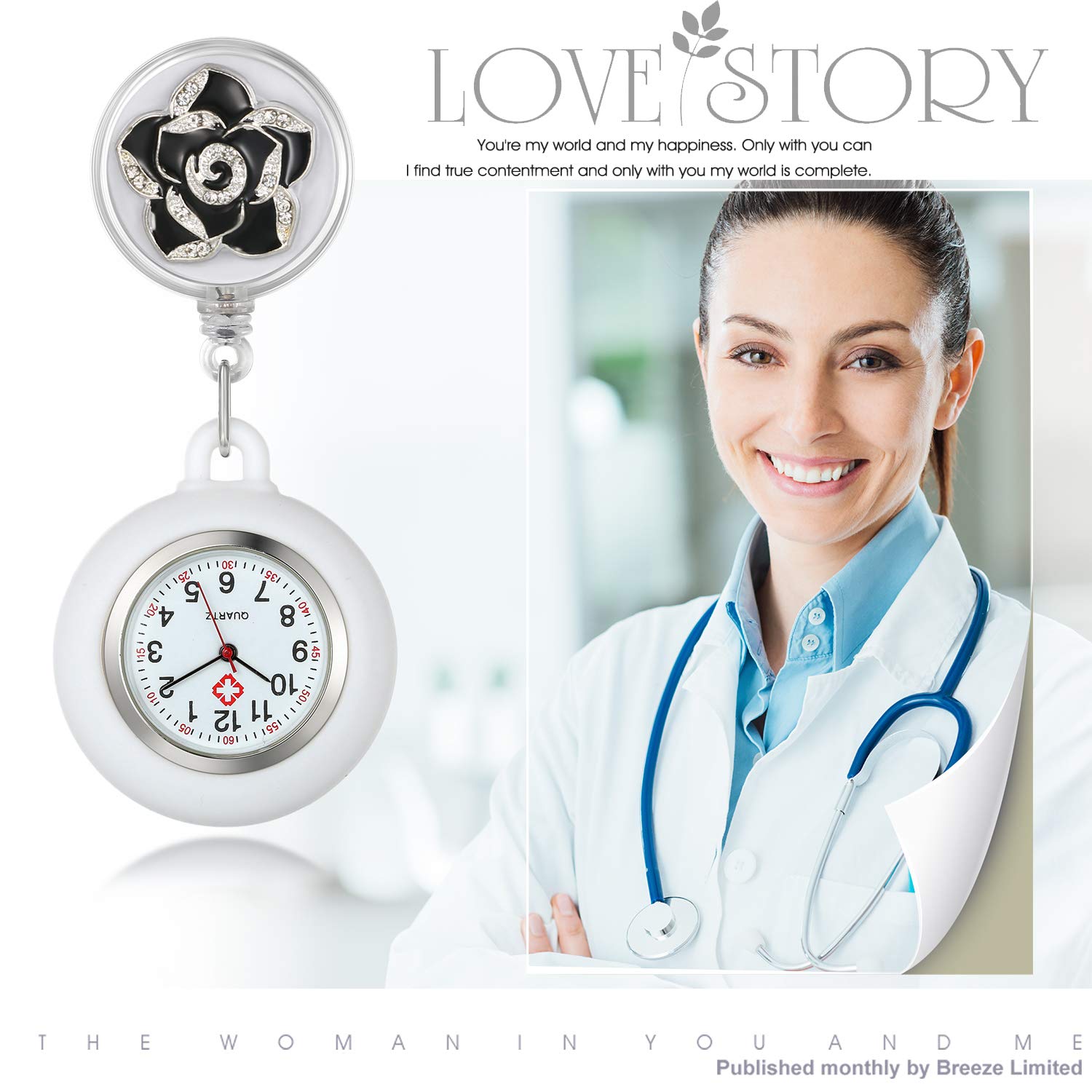 Mua Retractable Nurse Watch with Second Hand for Women Clip-on Lapel ...