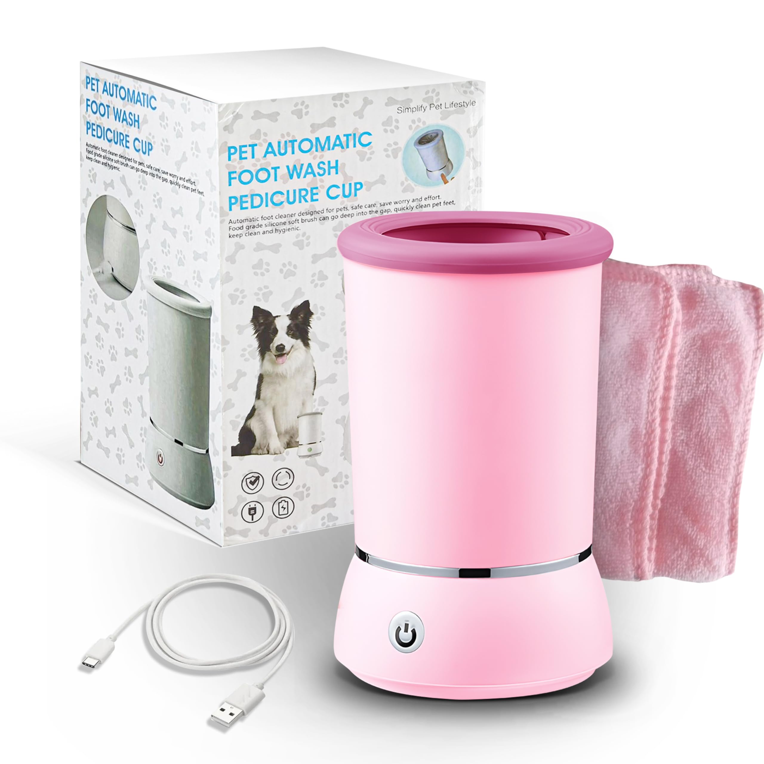 Dog Paw Cleaner Cup - Portable Electric Foot Wash Cup with Soft ...
