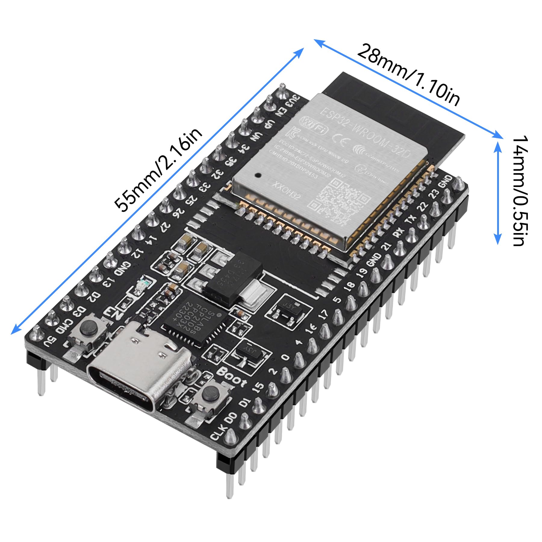 3PCS ESP32 ESP-32D ESP-WROOM-32 Development Board Kits, 38 Pin CP2012 ...