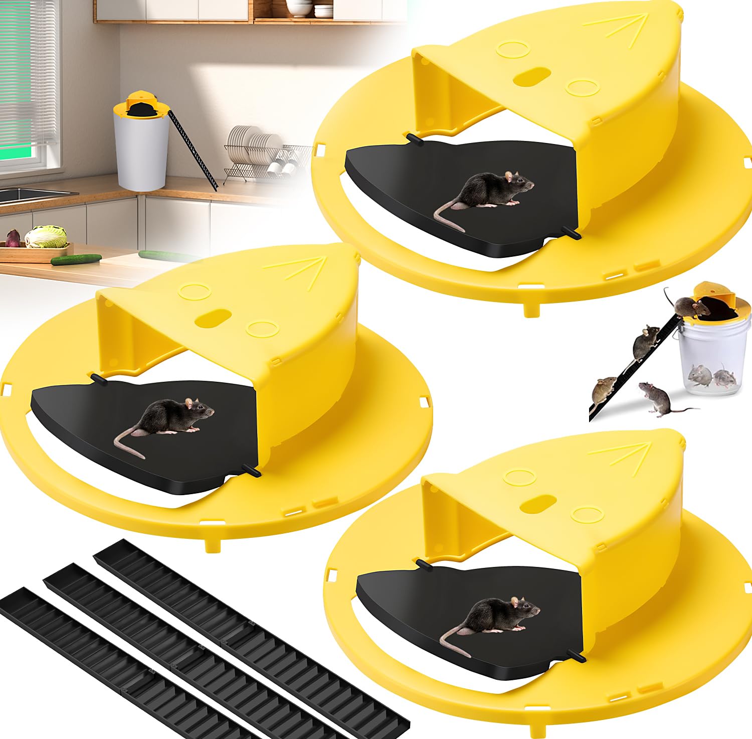 Mouse Traps Bucket Flip Lid, 5 Gallon Bucket Lid Mouse Rat Trap, Auto ...