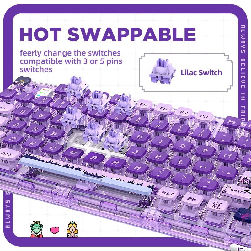 Mua YUNZII CK75 Wireless Hot Swappable Mechanical Keyboard, Transparent ...