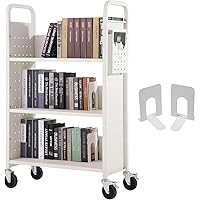 VEVOR Book Cart, 330 lbs Library Cart, 31.1" x 15.2" x 49.2" Rolling ...