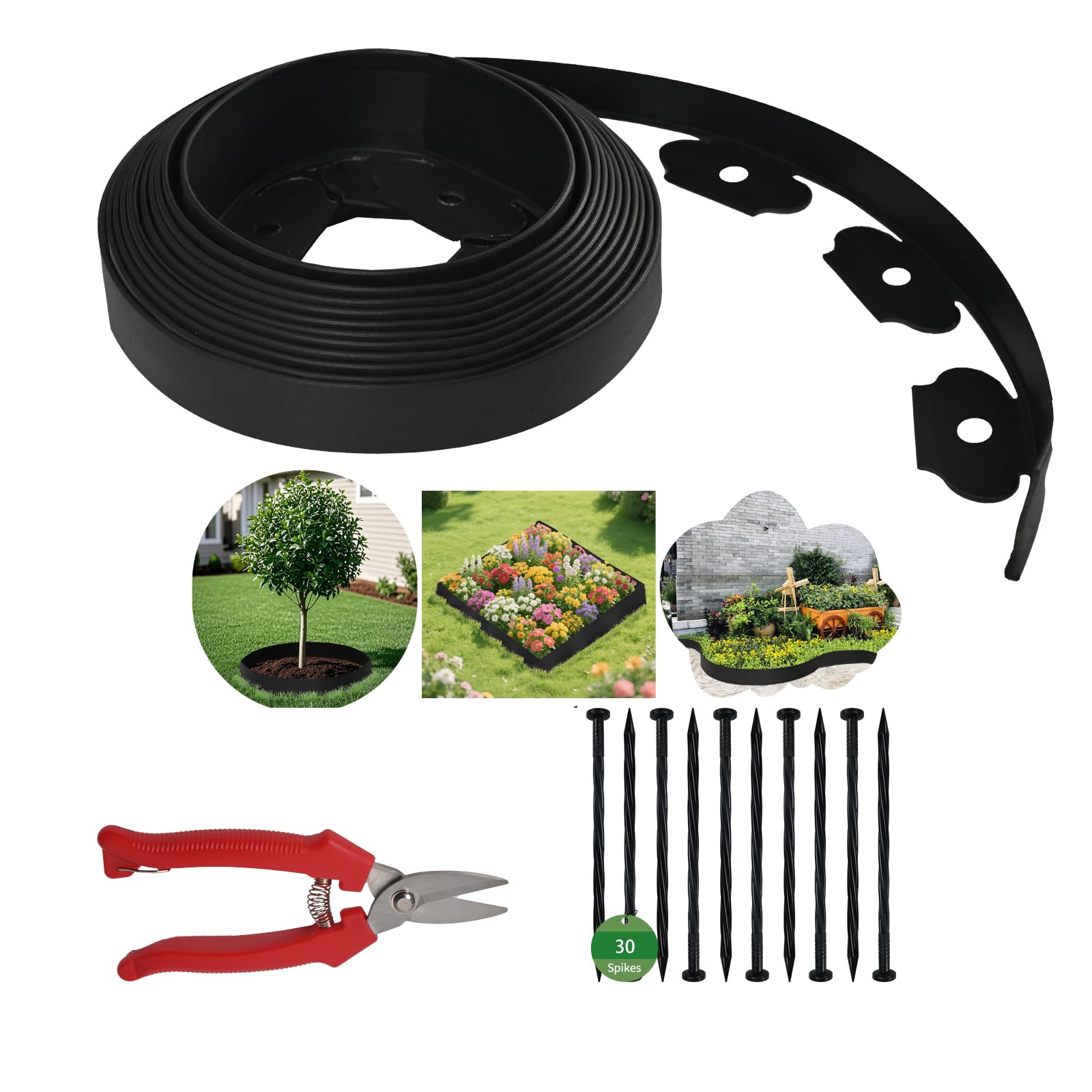 KBJALQ 30 FT Landscape Edging 2 Inch Tall with 30-Pack Spiral Nylon ...