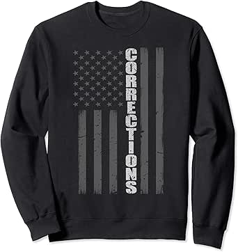 Amazon.com: Corrections Officer Thin Silver Line Flag Sweatshirt: Clothing