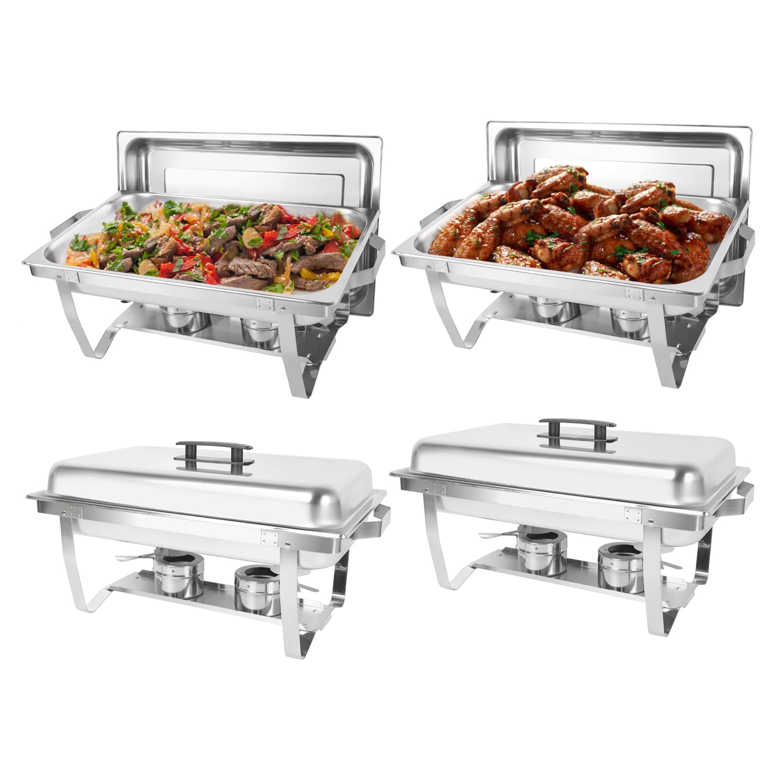 IMACONE 4 Pack Chafing Dish Buffet Set, 8QT Stainless Steel Rectangular ...